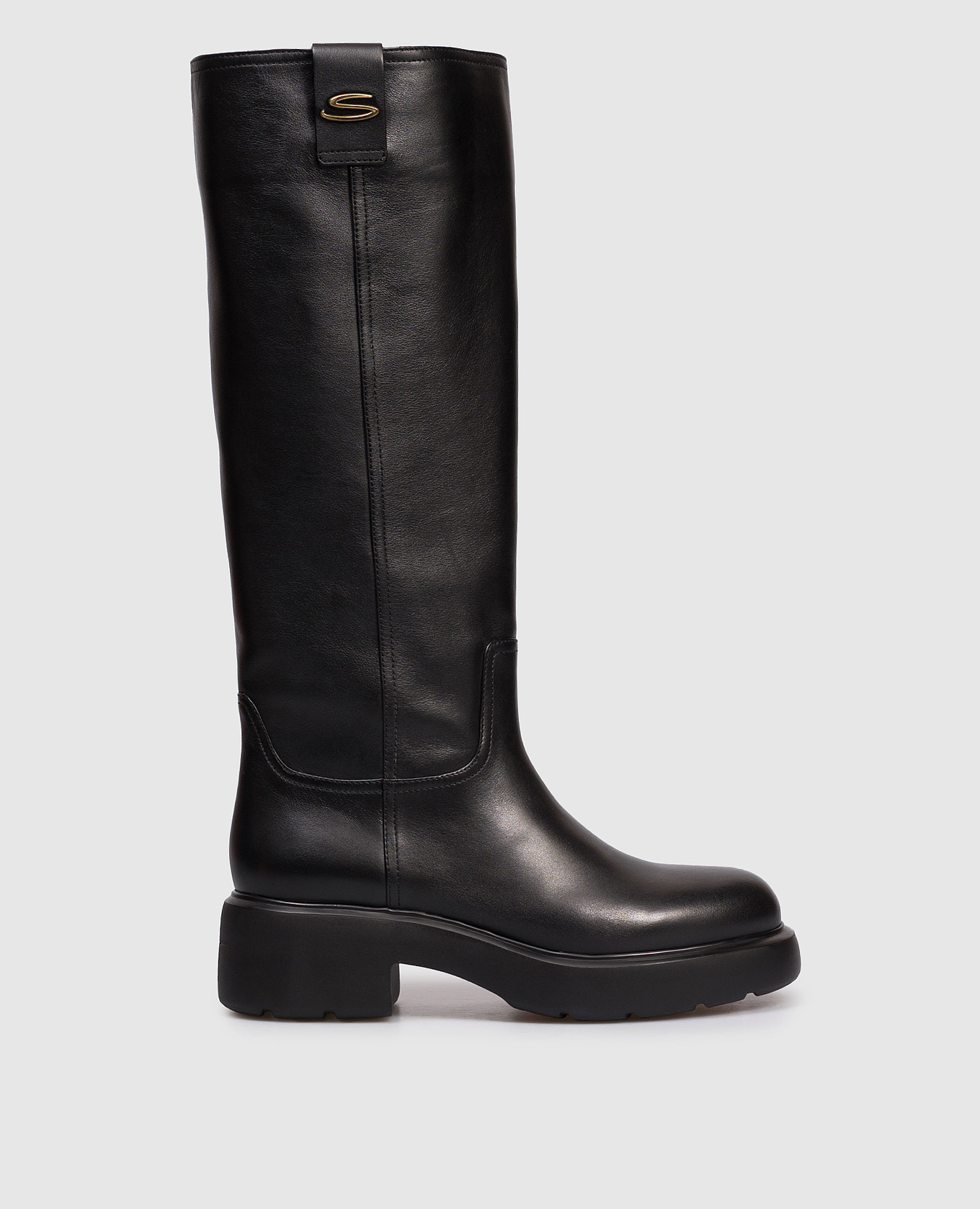 Santoni - Black leather boots with monogram logo WSEW71747SMONVRF ...