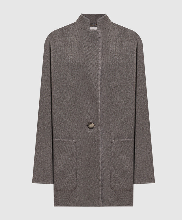 Agnona - Grey cashmere jacket with logo TF1005AD7028 - shop with Sweden ...