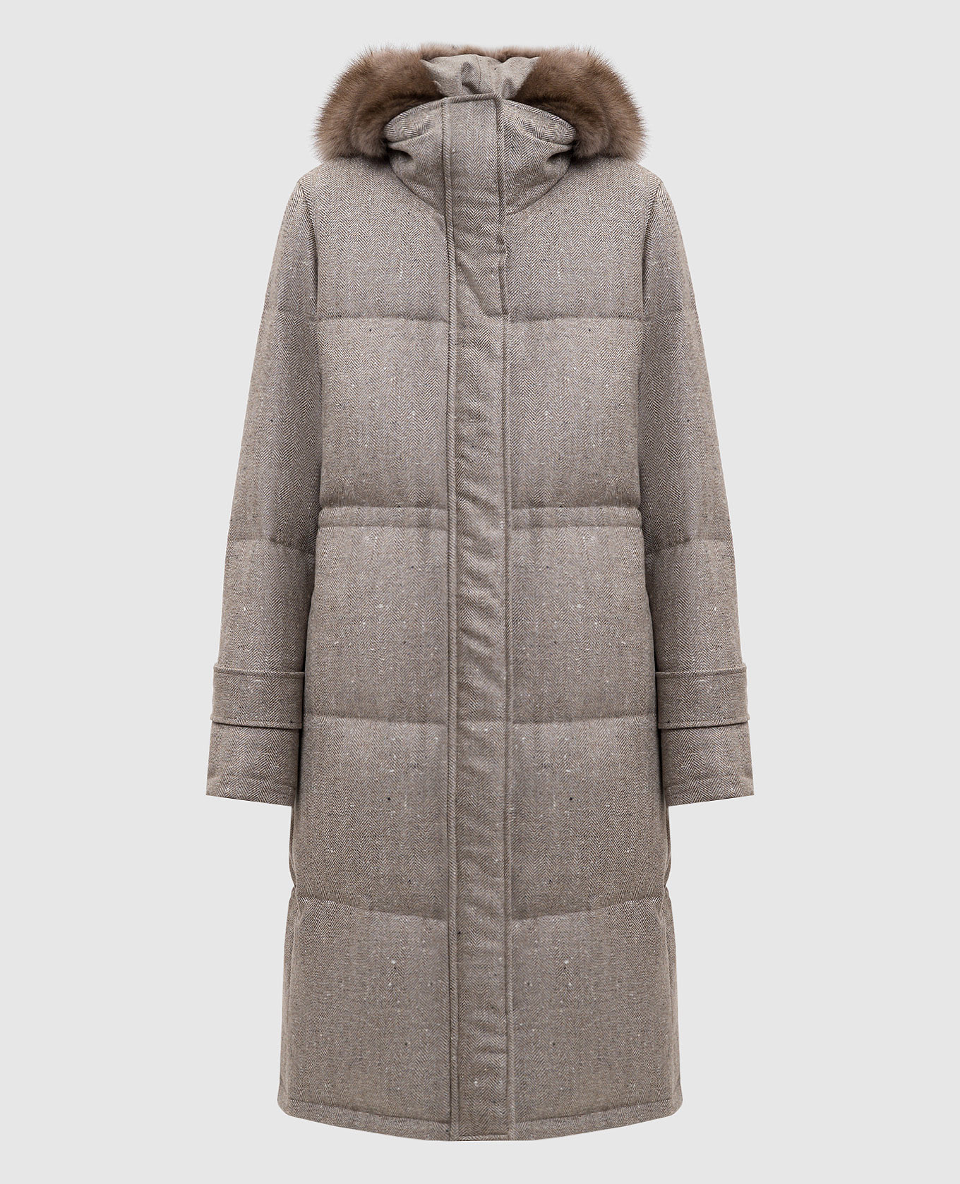 Paolo Moretti - Brown wool and cashmere jacket with sable fur ERICA ...